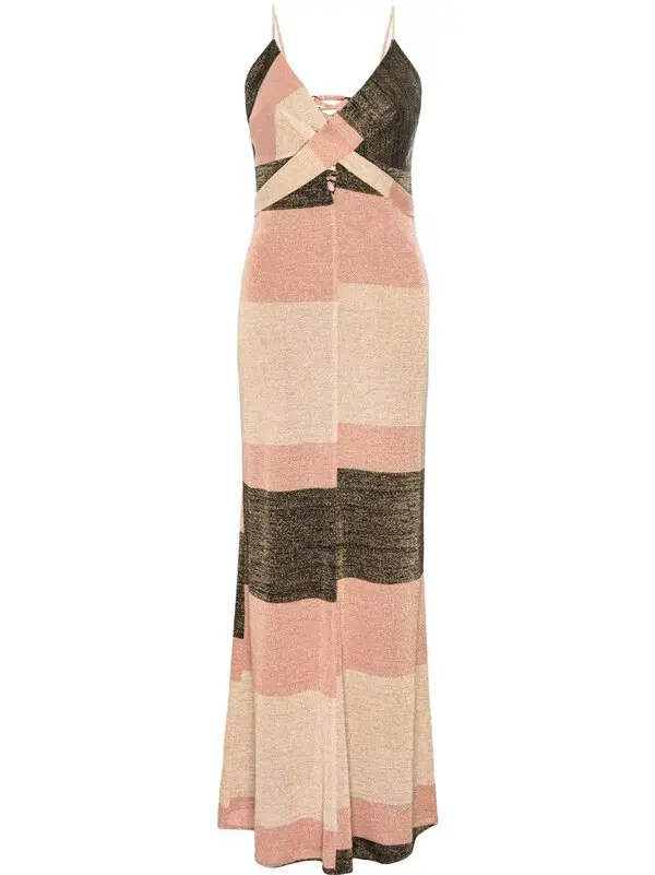 LAHIVE Betty Stripe Knit Criss Cross Dress - Yellow