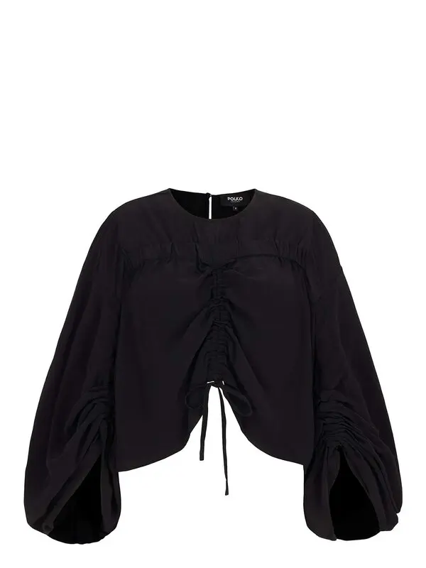 POLKO Gaia Top With Drawstring Detail - Black