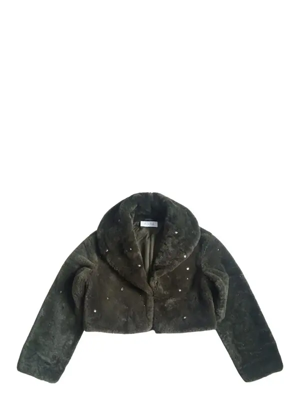 ADIBA Celestial Moss Bloom Faux Fur Jacket - Green