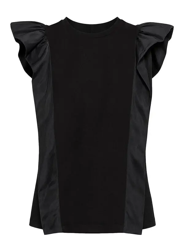 NISSA Sleeveless Ruffled Top - Black