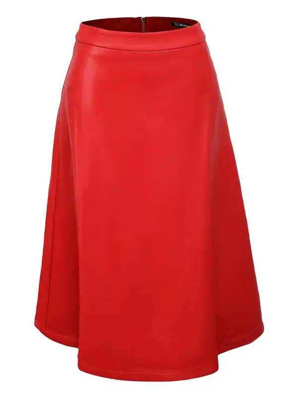 SMART AND JOY Pu Trapeze Skirt - Red
