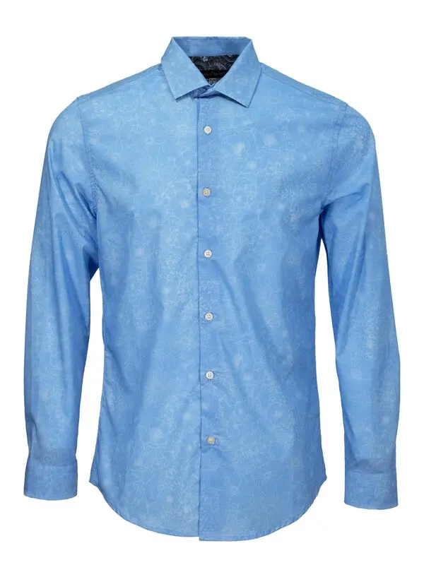 LORDS OF HARLECH Nigel Outline Floral Shirt - Blue
