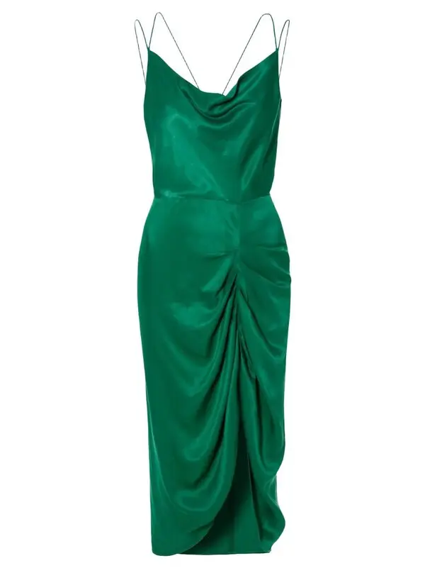 AGGI BY HALEWSKI Ava Emerald Satin Midi Dress - Green