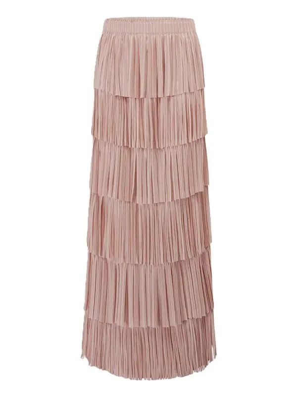 SMART AND JOY Layered Ruffled Knit Skirt - Pink