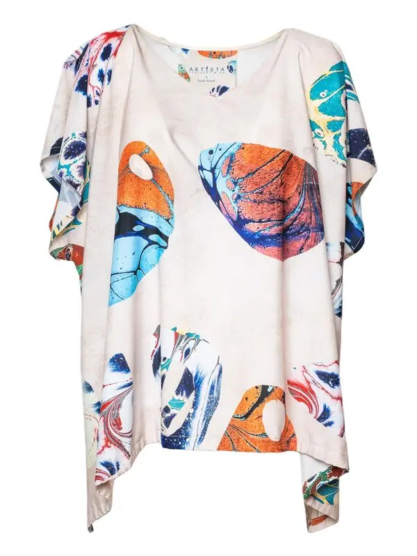 ARTISTA Printed Oversized Top - Beige