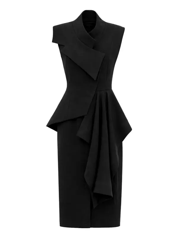 JULIA ALLERT Sleeveless Draped Midi Dress - Black