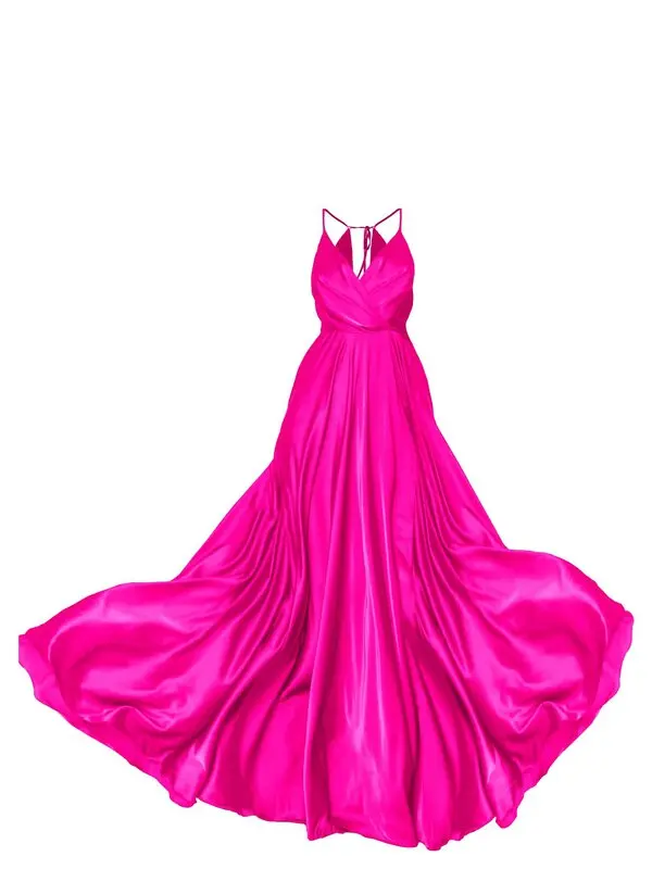 ANGELIKA JOZEFCZYK Satin Evening Gown With Open Back - Pink