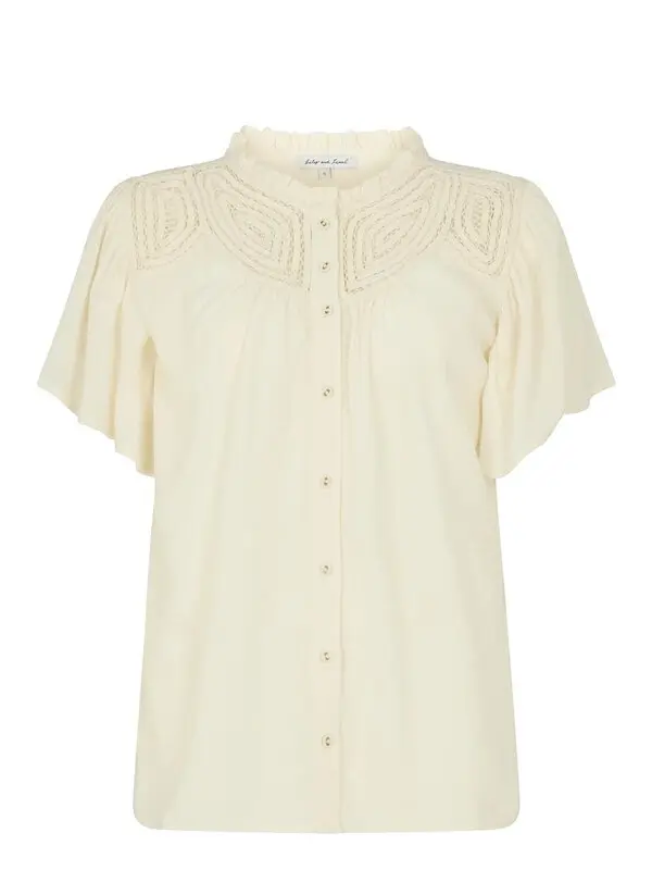 LILY AND LIONEL Kew Lace Insert Angel Sleeve Shirt - White