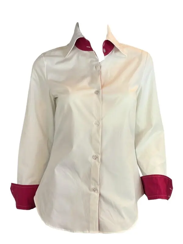 SNIDER Medano Long Sleeve Button Up Shirt - Pink/white