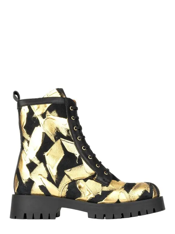EMBASSY LONDON USA Traveller Platform Ankle Boots - Gold/black