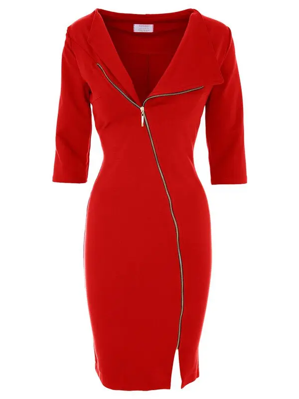 ROSERRY Chelsea Zipped Jersey Midi Dress - Red