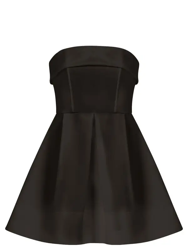 TIA DORRAINE Wild Flower Flared Mini Dress - Black