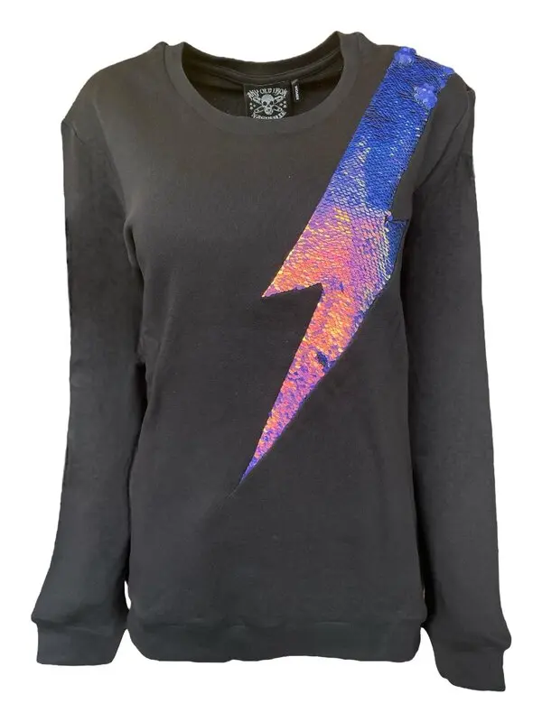ANY OLD IRON Reversible Sequin Lightning Sweatshirt - Gold/black