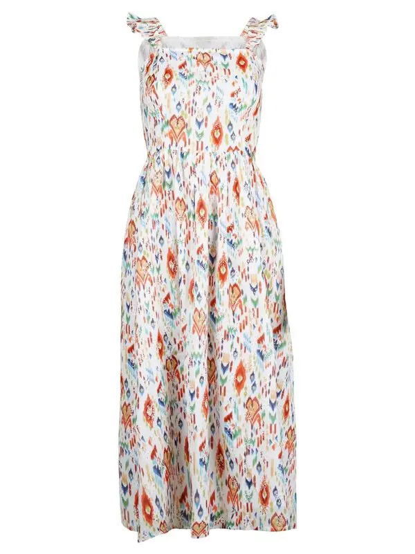EM & SHI Ikat Upcycled Cotton Dress - White