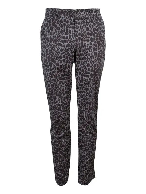 LORDS OF HARLECH Leopard Print Trousers - Black/grey
