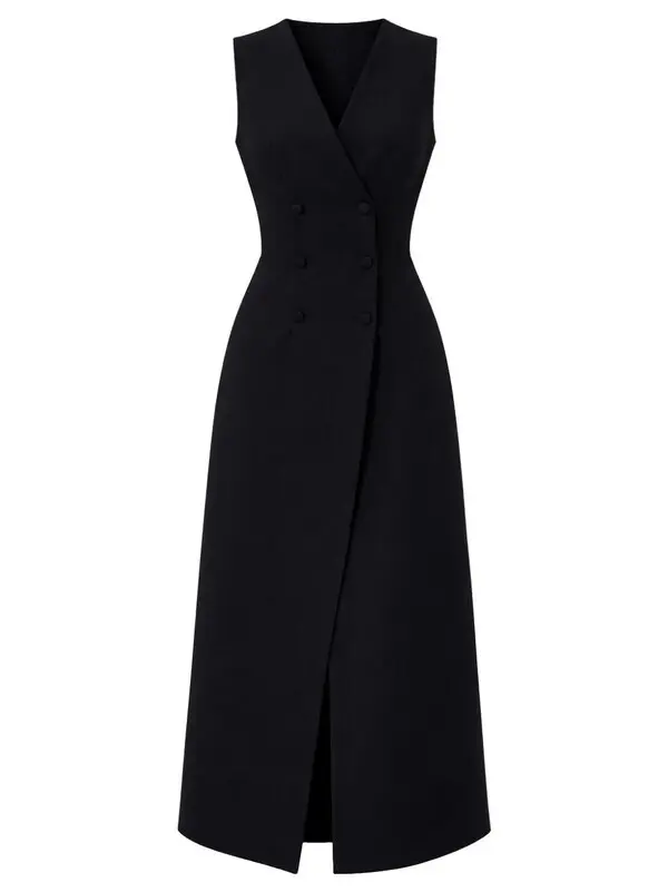 GIRL IN MIND Tailored Sleeveless Midi Dress - Black