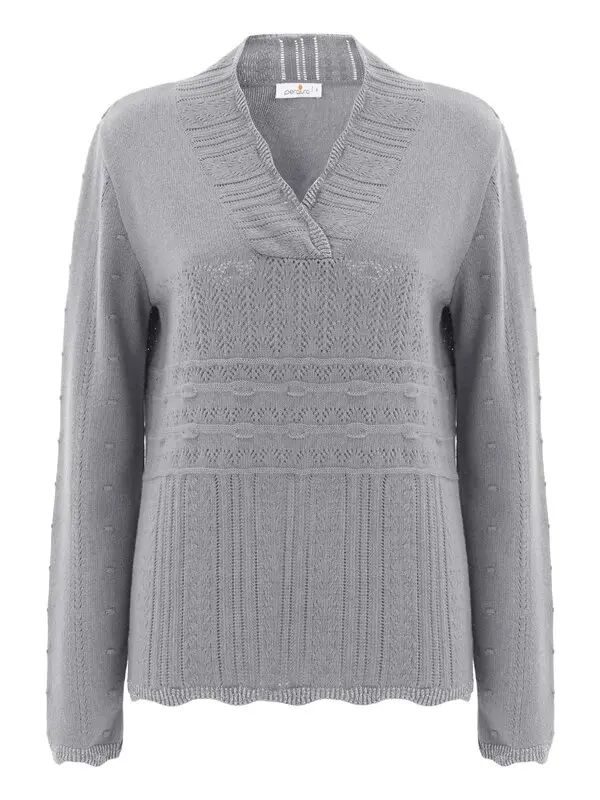 PERALUNA Cashmere Blend Shawl Collar Pullover - Grey