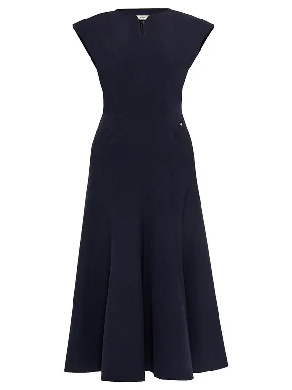 NISSA A-line Midi Dress - Blue