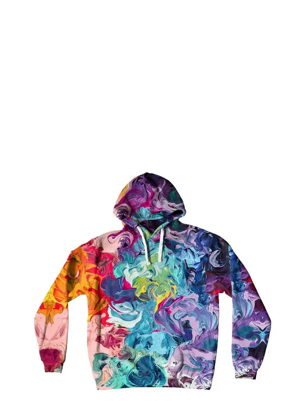 ALOHA FROM DEER Abstract Print Oversize Hoodie - Blue/green/orange