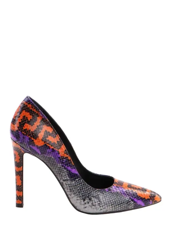 THE 5TH ELEMENT Leather Stiletto Heels - Orange/purple/grey