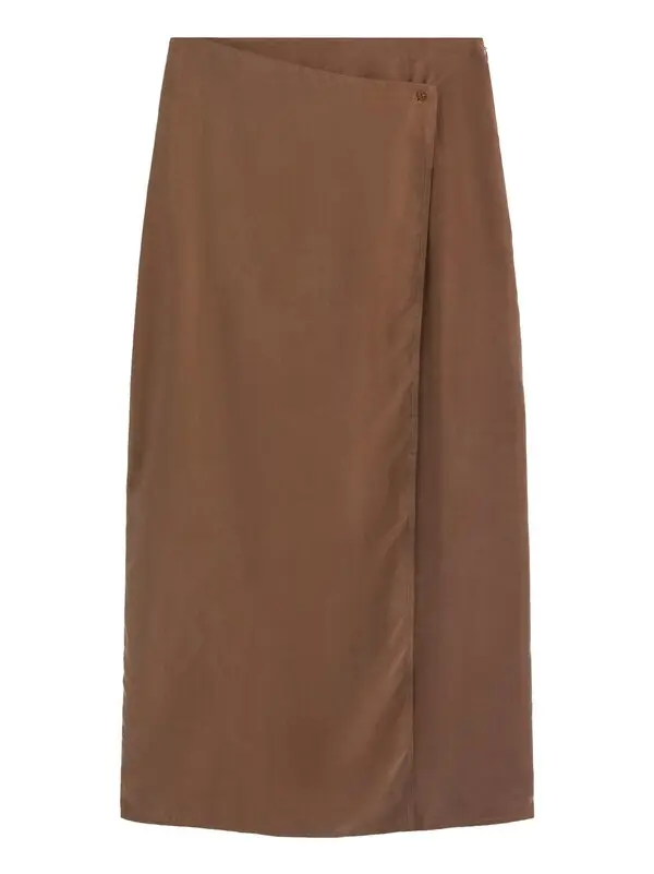 THINKING MU Selina Long Skirt - Brown