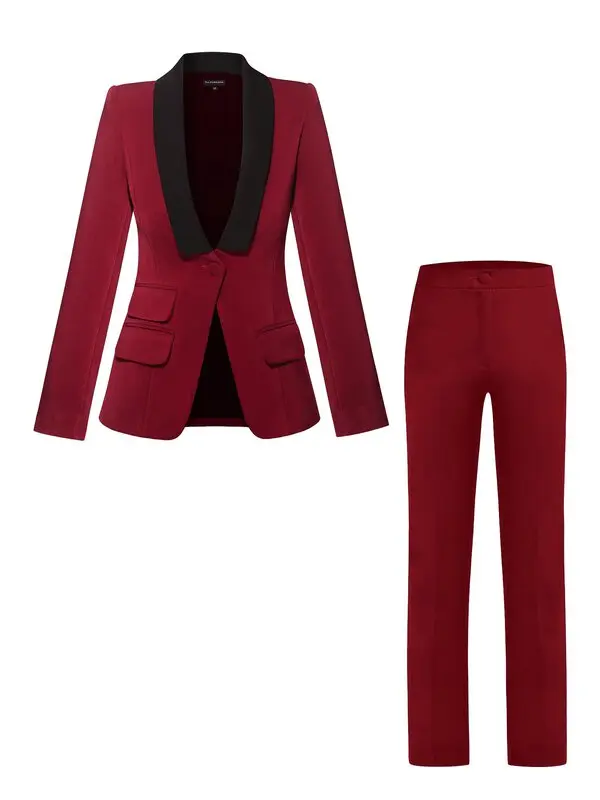 TIA DORRAINE Tailored Blazer And Trousers Suit - Black/red