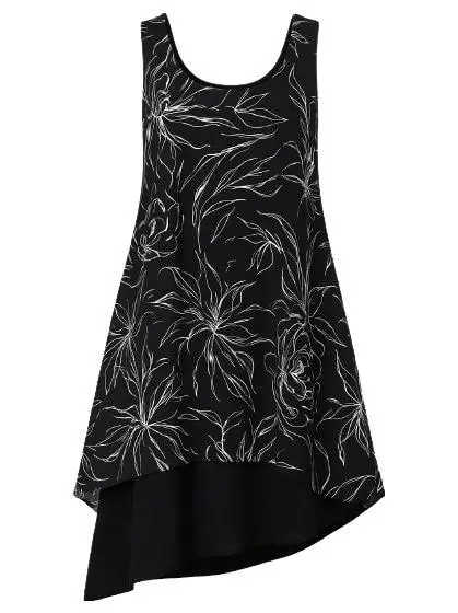 CONQUISTA Sleeveless Layered A-line Dress - Black