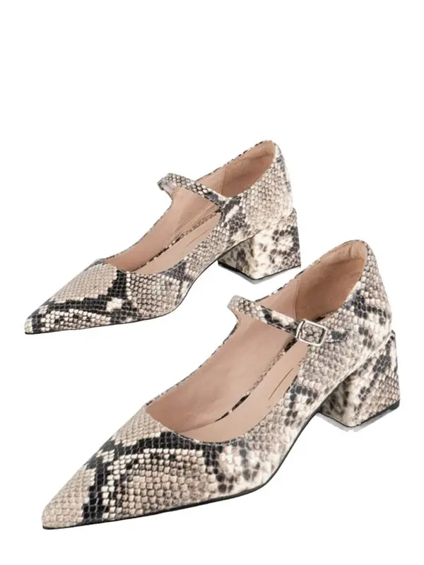 Intentionally Blank Bond Snakeskin Mary Jane Heels - Black