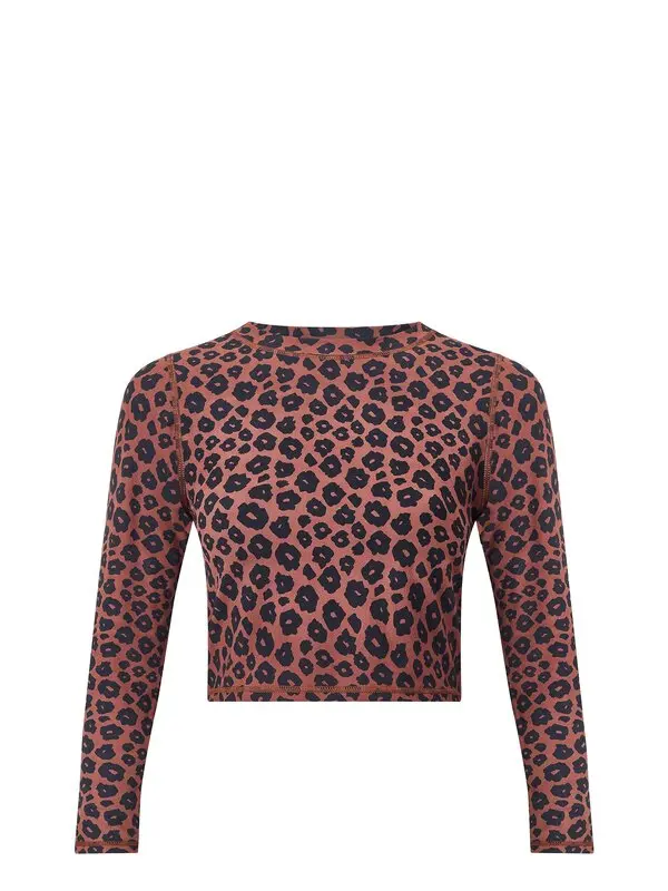 LULA-RU Long Sleeve Leopard Print Top - Brown