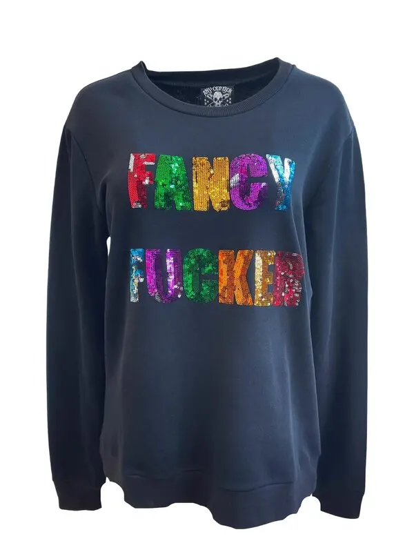 ANY OLD IRON Rainbow Sequin Sweatshirt - Black