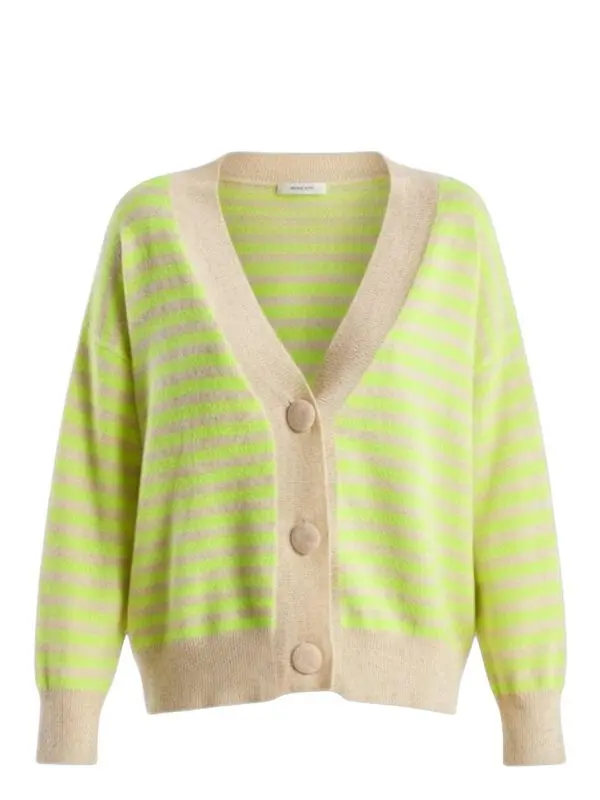 BRODIE CASHMERE Cashmere Striped Cardigan - Green