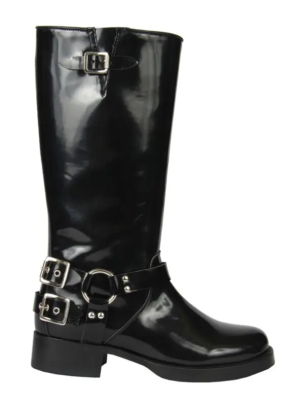 URBNKICKS Tall Biker Boots - Black