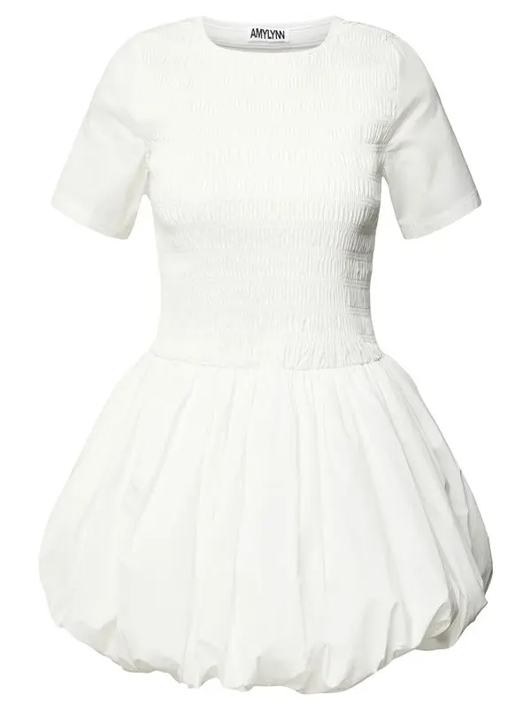 AMY LYNN Cotton Puffball Ultra Mini Dress - White