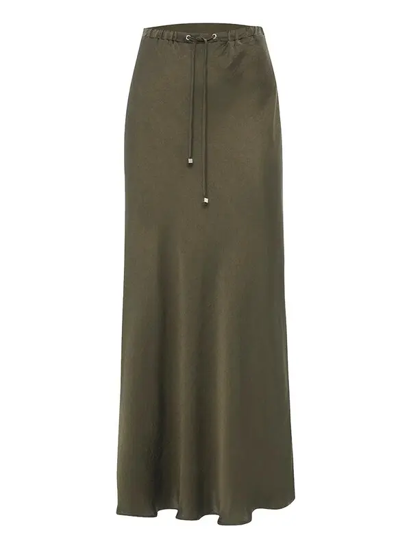 EXQUISE Regular Pocketed Midi Skirt - Green