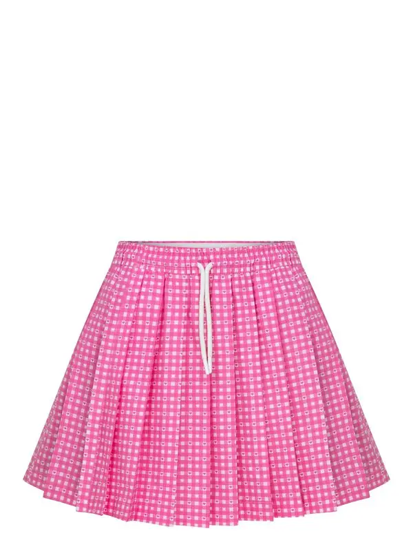JE TE VEUX Gingham Pleated Skirt - Pink