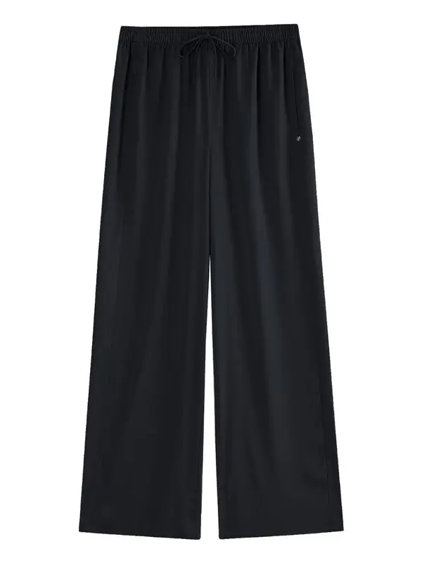 SUPESU Rosa Satin Wide Leg Pants - Black