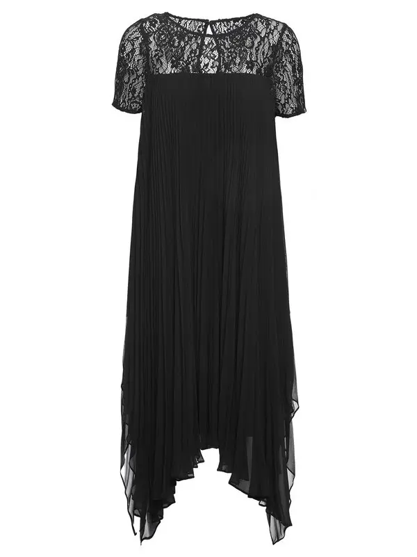 NISSA Lace-paneled Midi Dress - Black