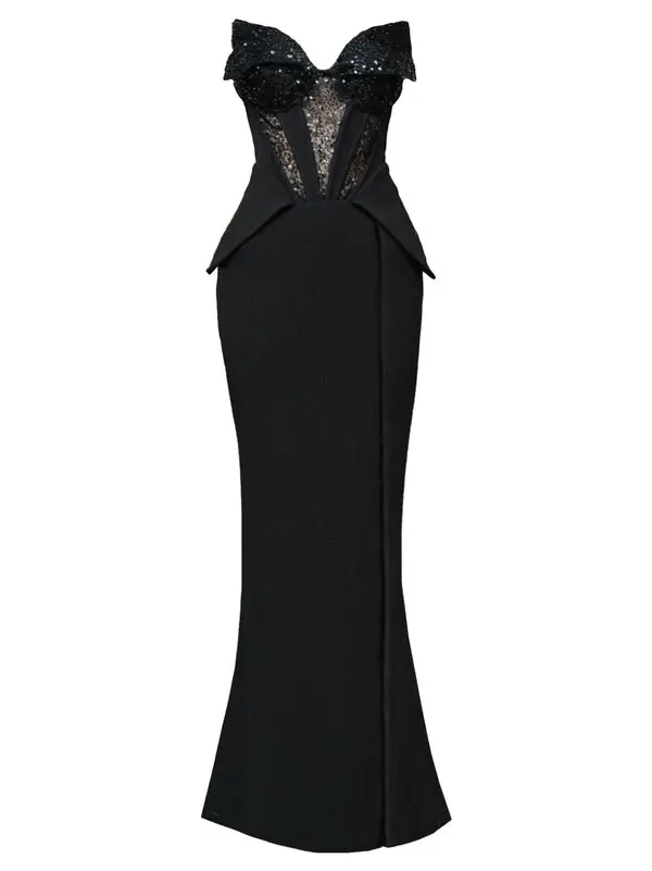 ANGELIKA JOZEFCZYK Embellished Corset Evening Gown - Black