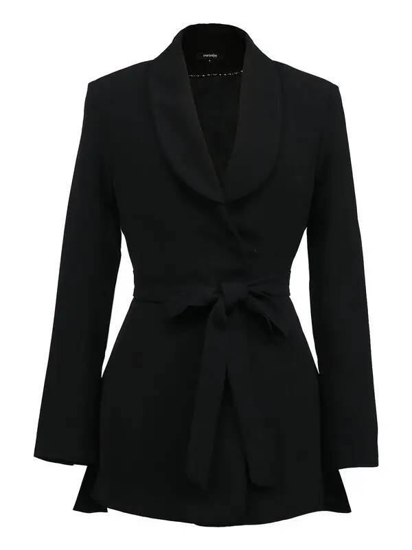 SMART AND JOY Tailored Waist Blazer - Black