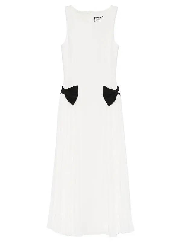 NISSA Pleated Crepe Midi Dress - White