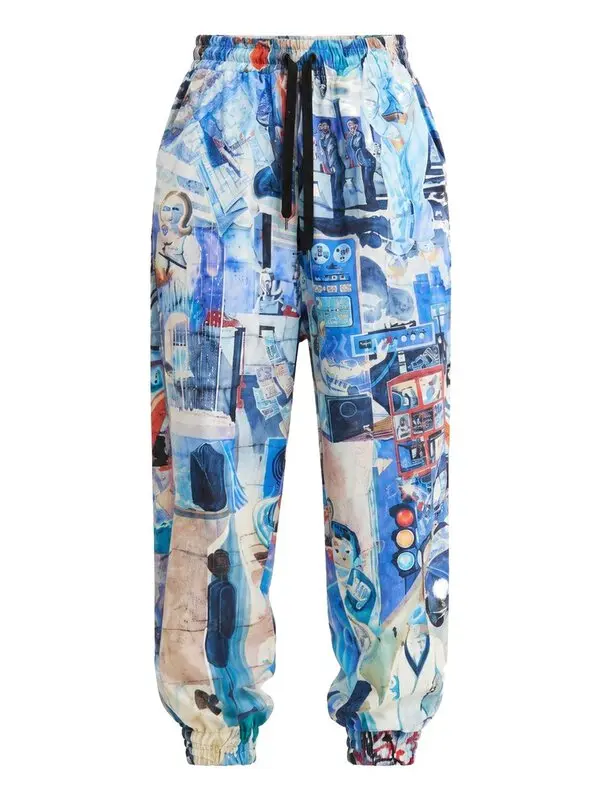 MYSIMPLICATED Graffiti Design Recycled Fabric Trousers - Blue