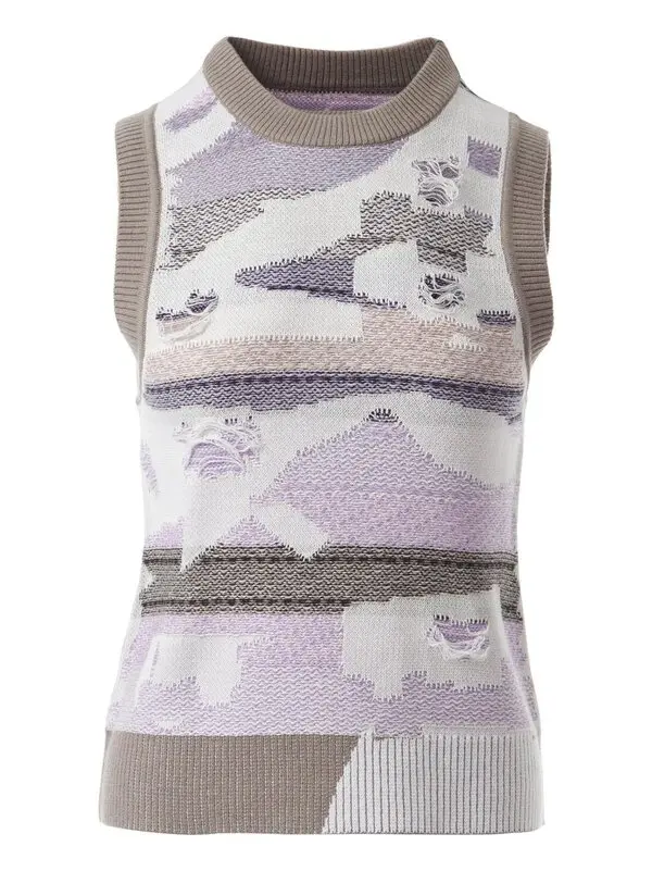 FULLY FASHIONING Malaya Inlay Knit Vest - Pink