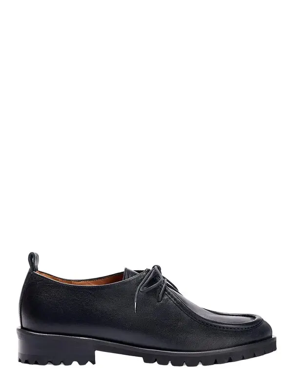 NAGUISA Metallic Leather Wallabee Shoe - Black