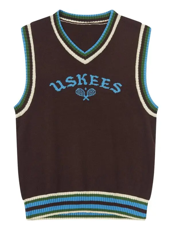 USKEES Racquet Club Jacquard Knit Tank Top - Brown