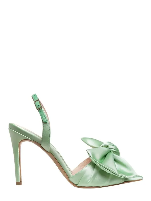 GINISSIMA Light Vesa Satin Bow Sandals - Green