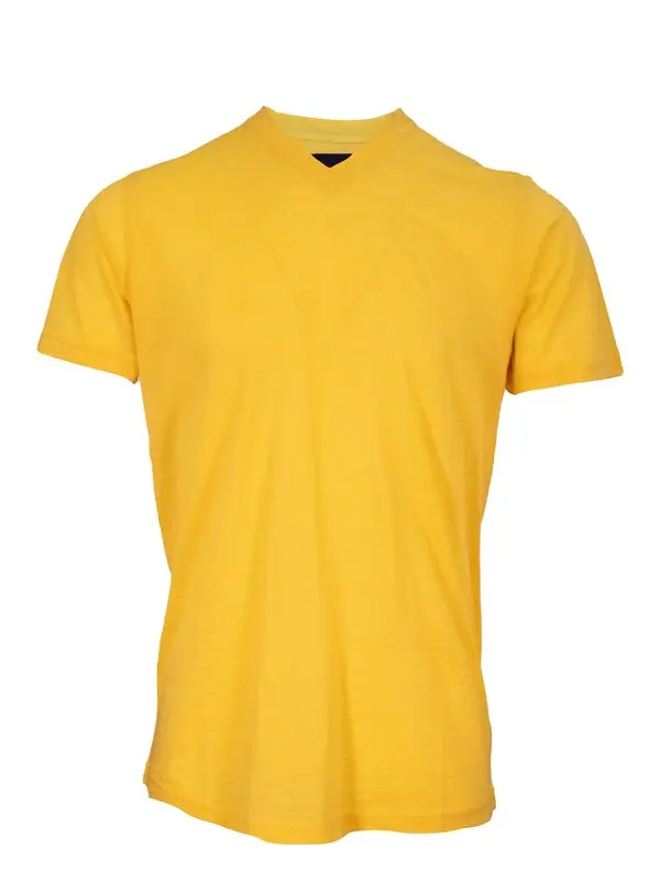 LORDS OF HARLECH Victor Merino V-neck Tee Sunshine - Yellow