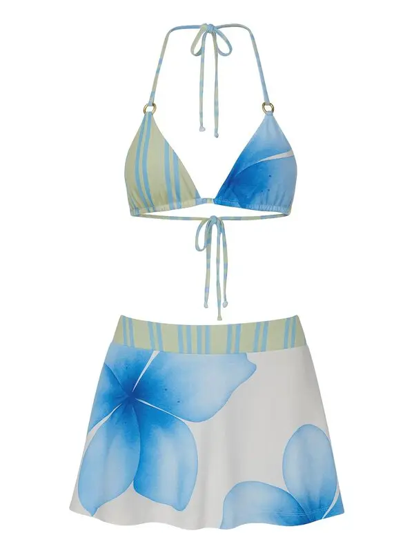 BIKINIS BY BRIDGET Tallulah Skort Blue Horizon Bloom - Blue/white