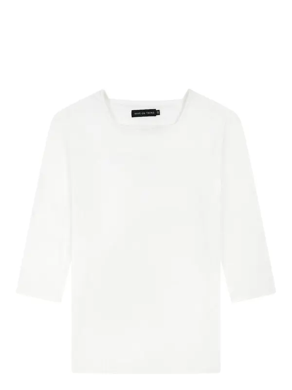RAVE ON TREND Square Neck Ribbed Tee - White
