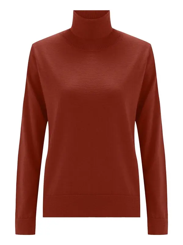 PERALUNA Valeria Fine Knit Turtleneck Pullover - Brown