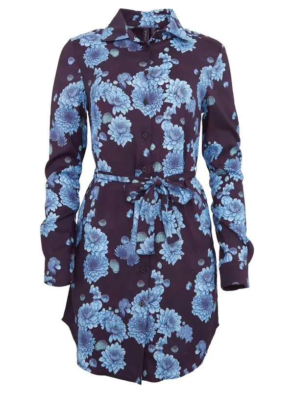 LORDS OF HARLECH Floral Stretch Shirt Dress - Purple